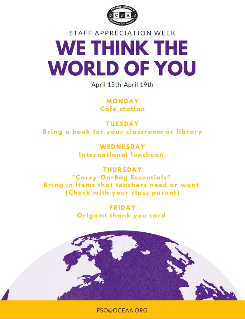 Staff appreciation week (April 15 - April 19) | Semana de apreciación ...